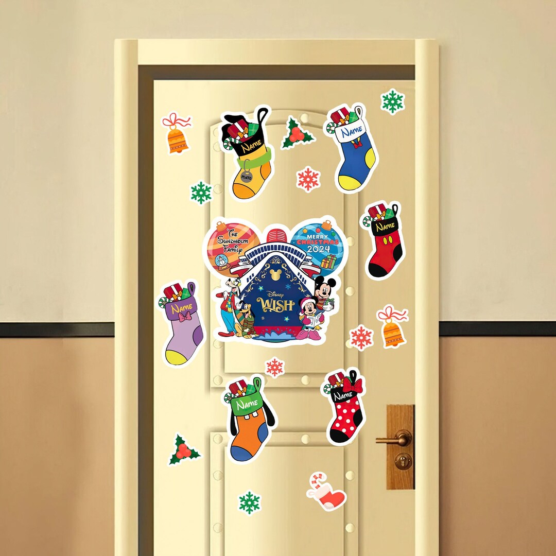 Personalized Multi-character Mickey & Friends Disney Christmas Socks Stocking Magnets, Disney ...
