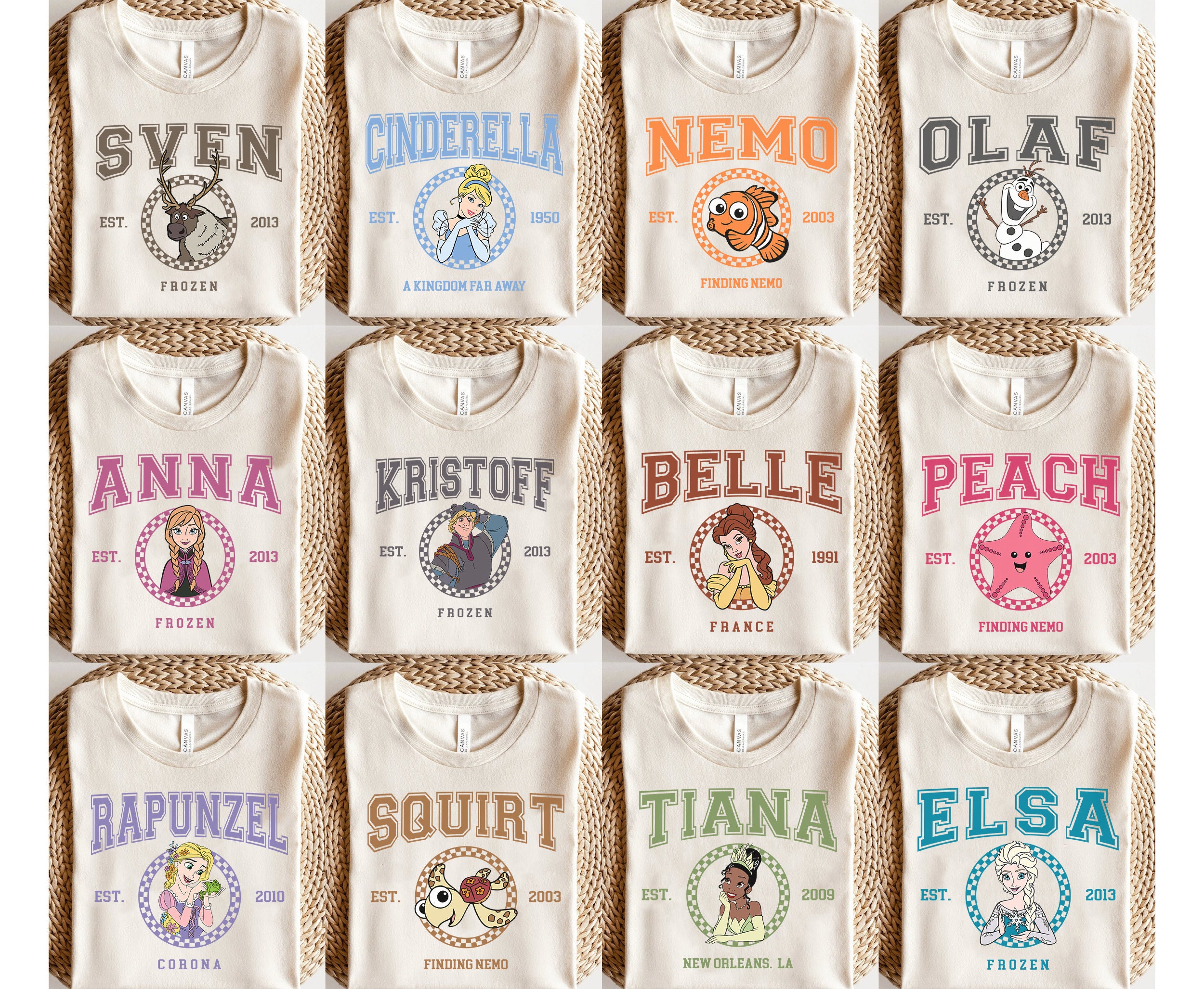 Disney Characters Checkered Group Comfort Colors Shirt, Disney Princess ...