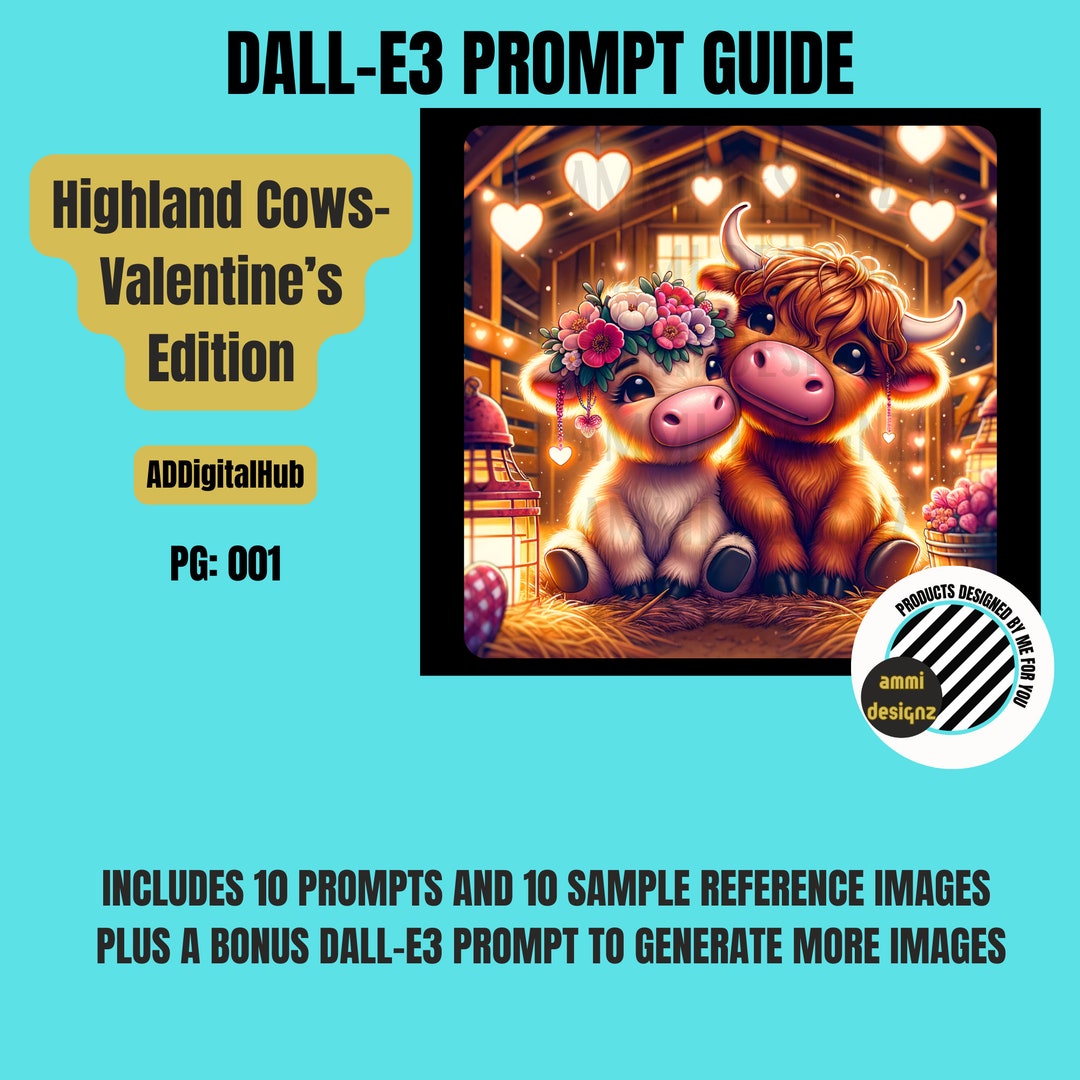 Highland Cows- Highland Cows Valentine Prompts- Valentine Prompt Guide ...
