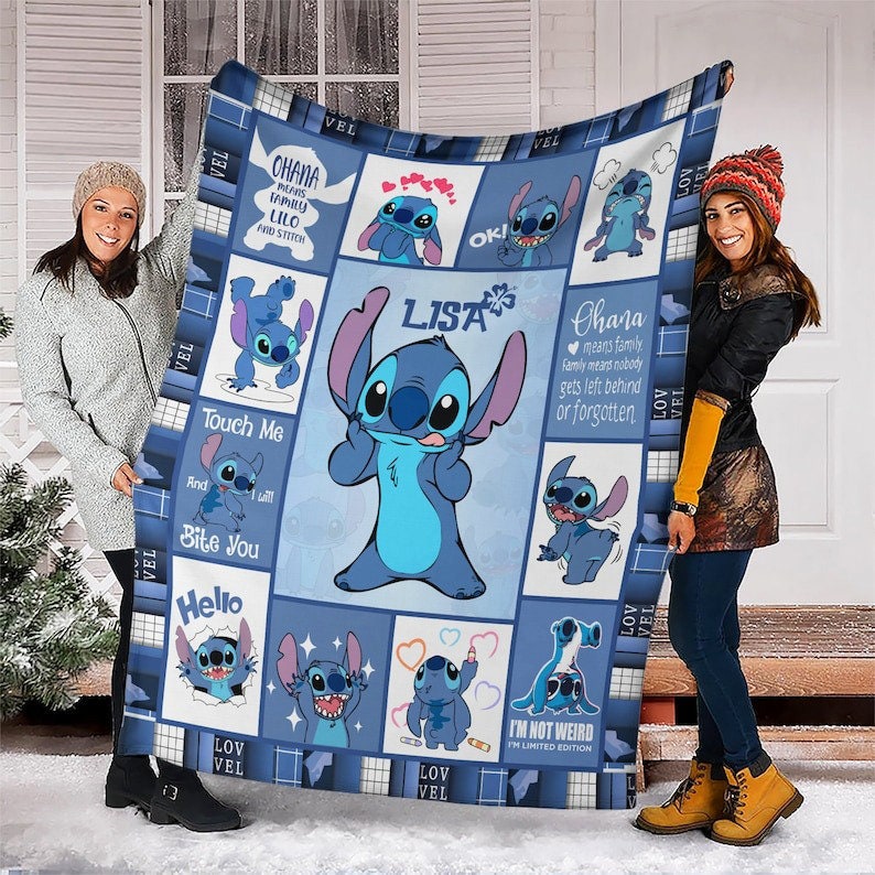 Personalized Name Stitch Family Lilo And Stitch Fleece Blanket sold by ...
