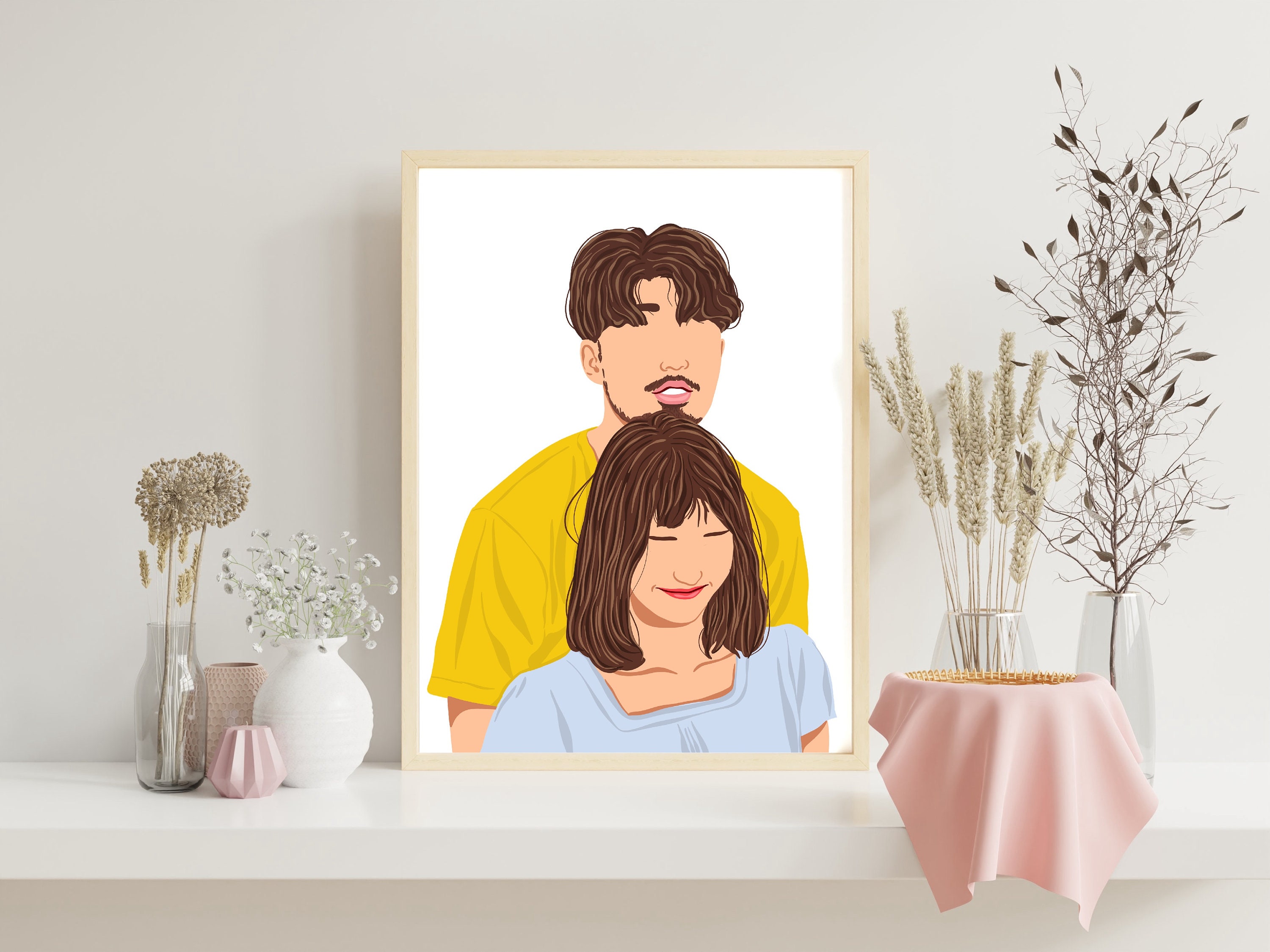 Cartoon Portrait Drawing, Faceless Minimalist Portrait - Etsy