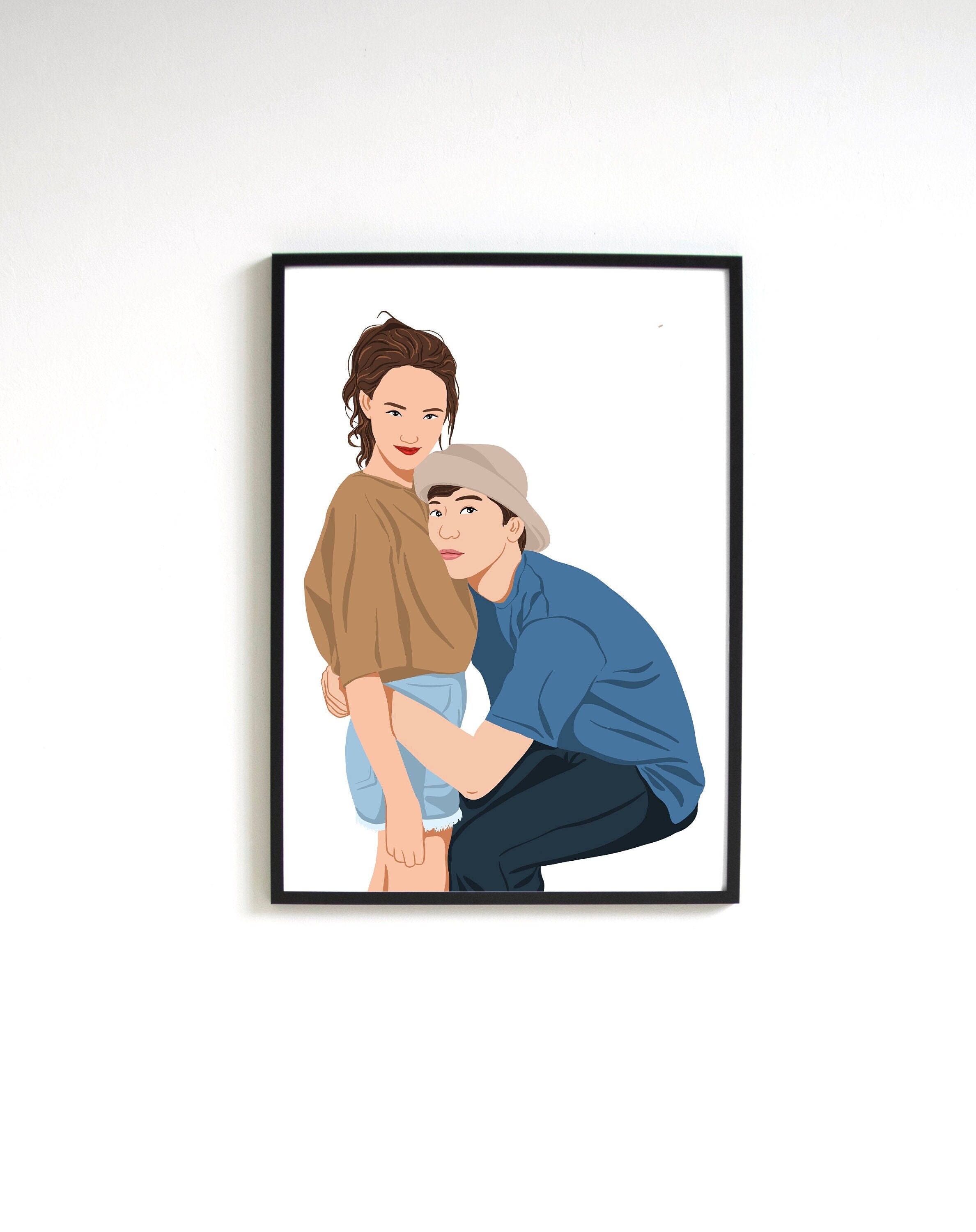 Cartoon Portrait Drawing, Faceless Minimalist Portrait - Etsy