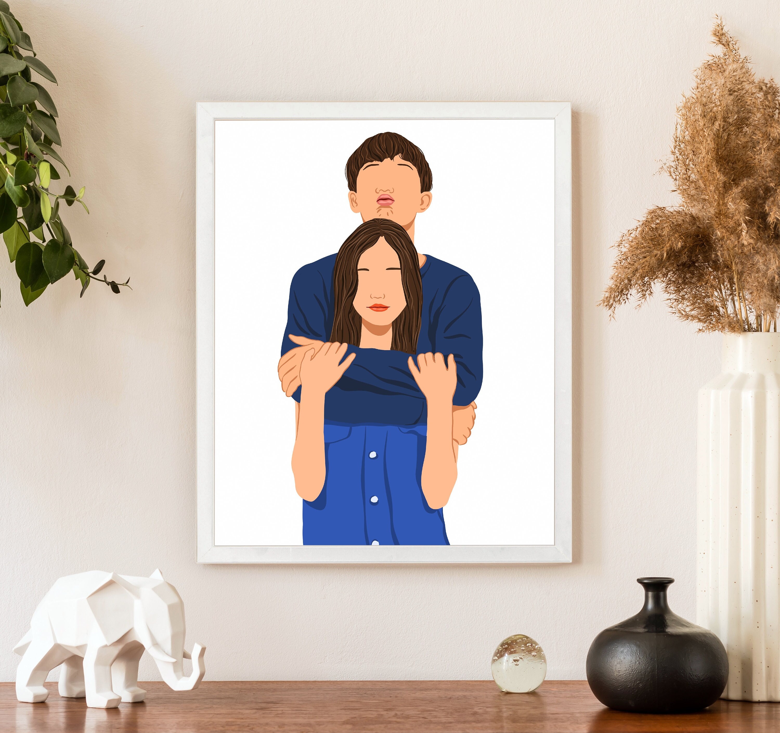Cartoon Portrait Drawing, Faceless Minimalist Portrait - Etsy