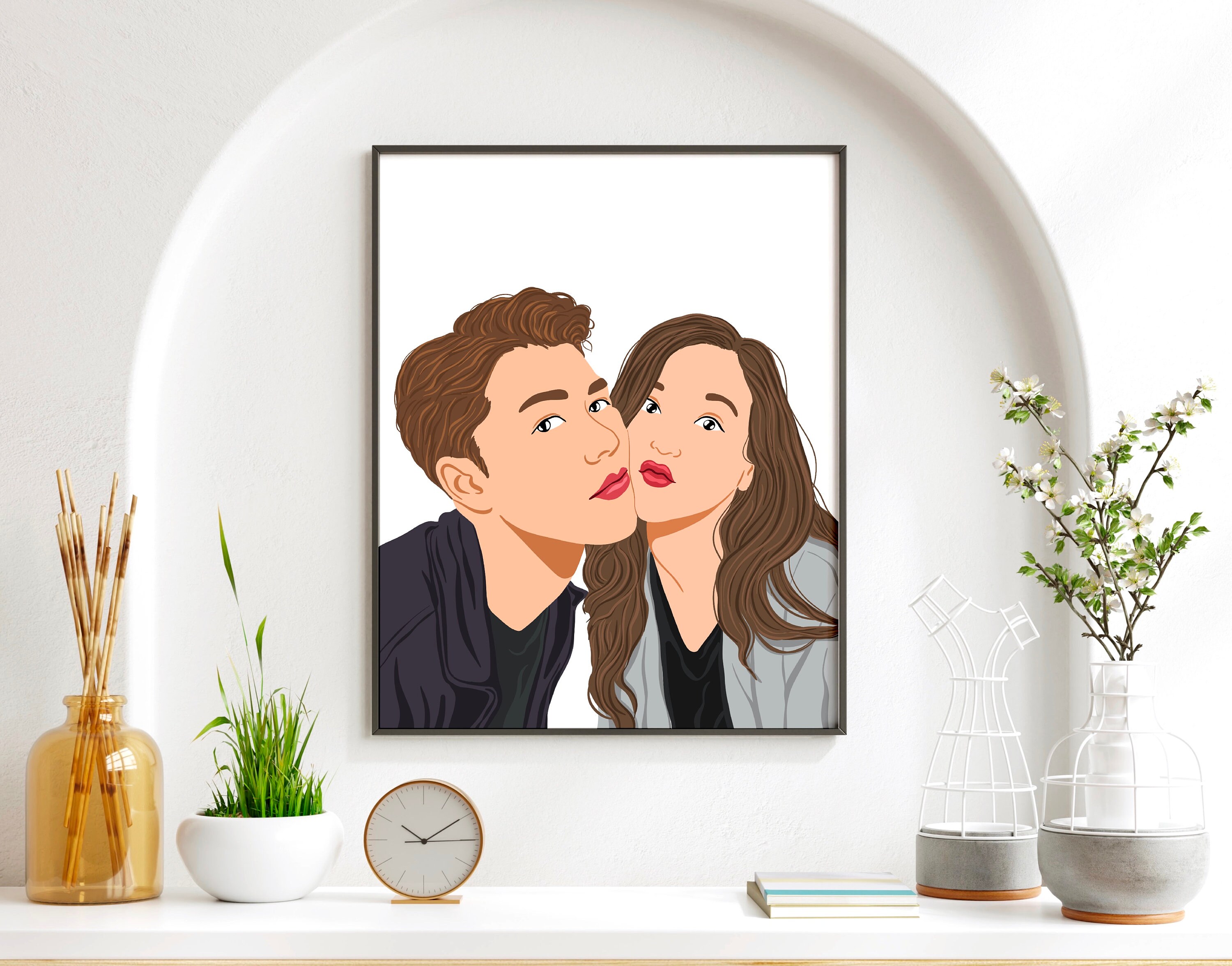 Cartoon Portrait Drawing, Faceless Minimalist Portrait - Etsy