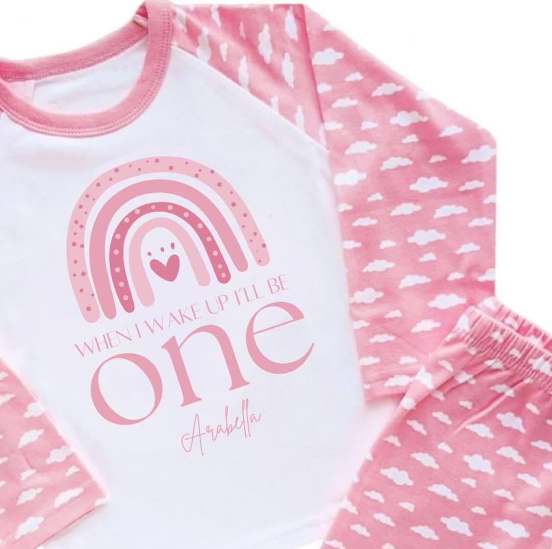 Rainbow Any Age Birthday Children Toddler Personalised Pyjamas Gift ...