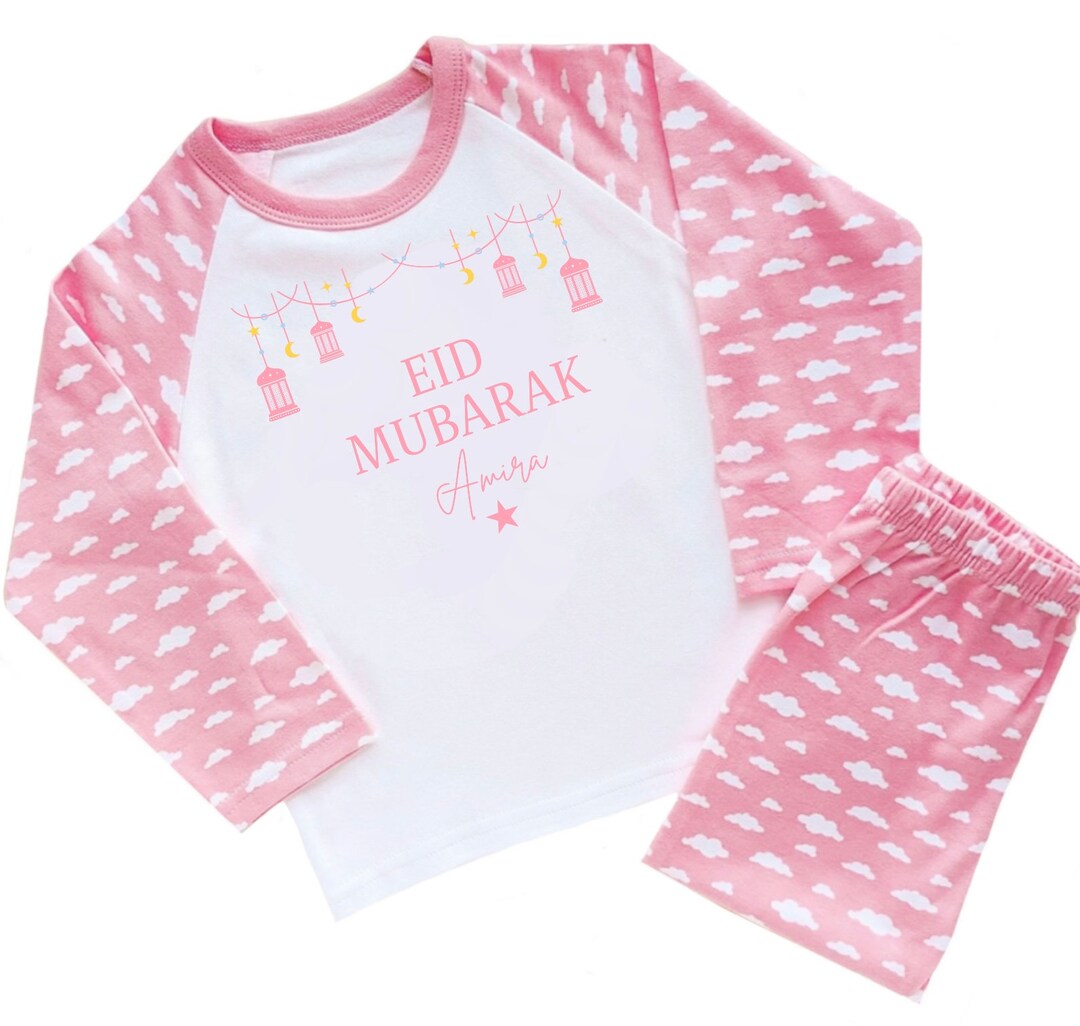 Personalised Pink Eid Mubarak Pyjamas Children's Eid Pyjama Pyjamas Eid ...