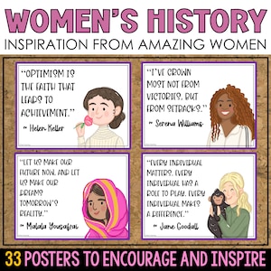 Women's History Month Posters, Inspirational Quote Printable Classroom ...