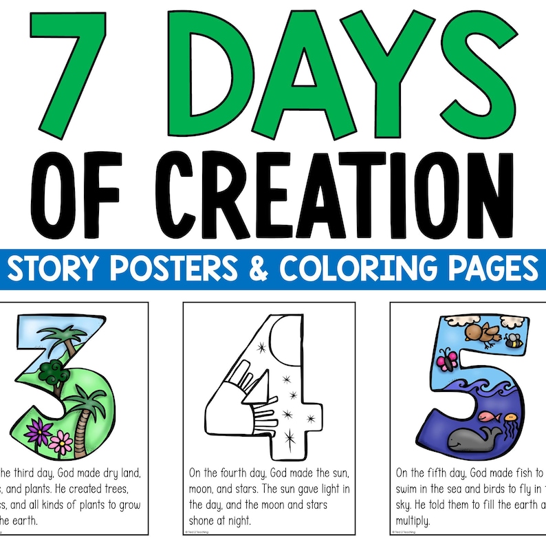 7 Days of Creation Bible Story Activity | Coloring Pages | Homeschool ...