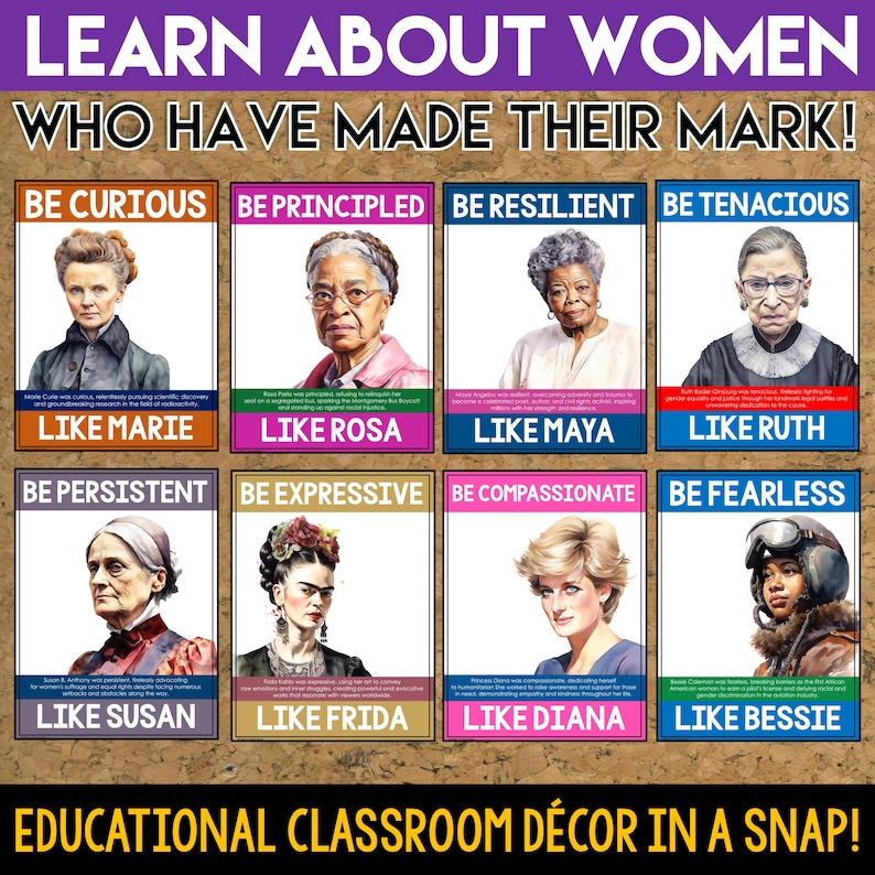 Women's History Month Posters, Printable Classroom Posters, Historical ...
