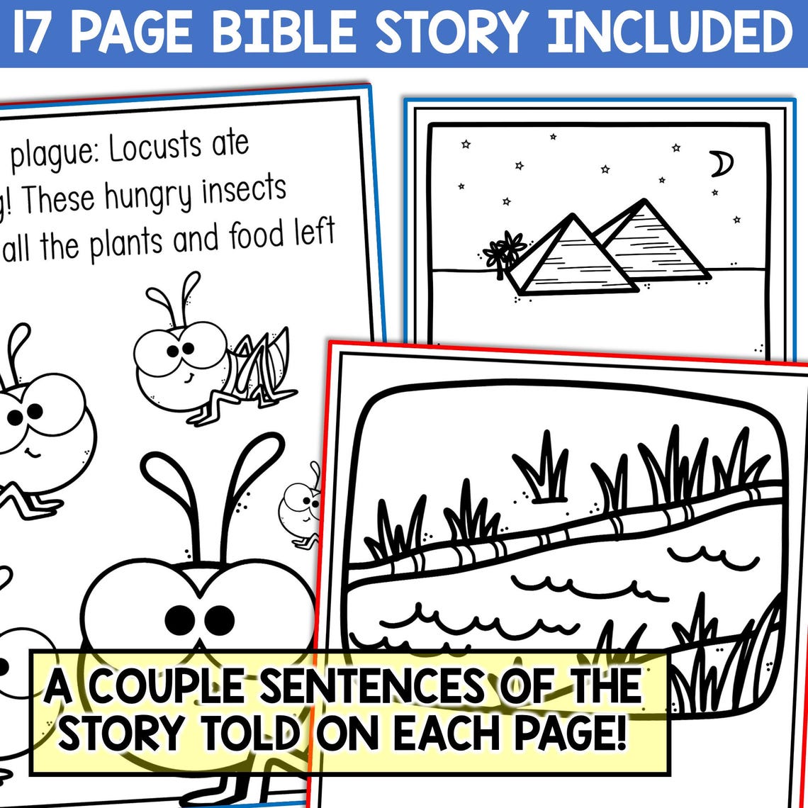 Moses & 10 Plagues Story Coloring Pages | Sunday School (digital ...