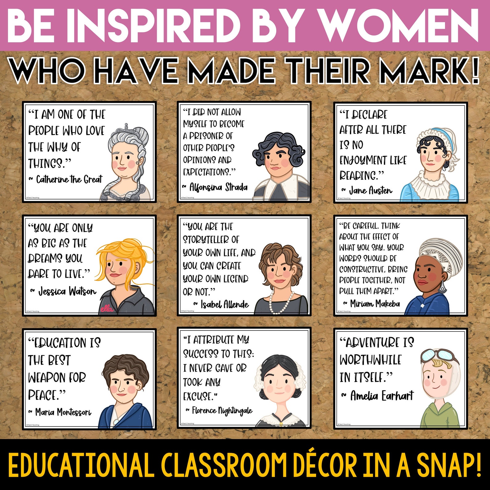 Women's History Month Posters, Inspirational Quote Printable Classroom ...