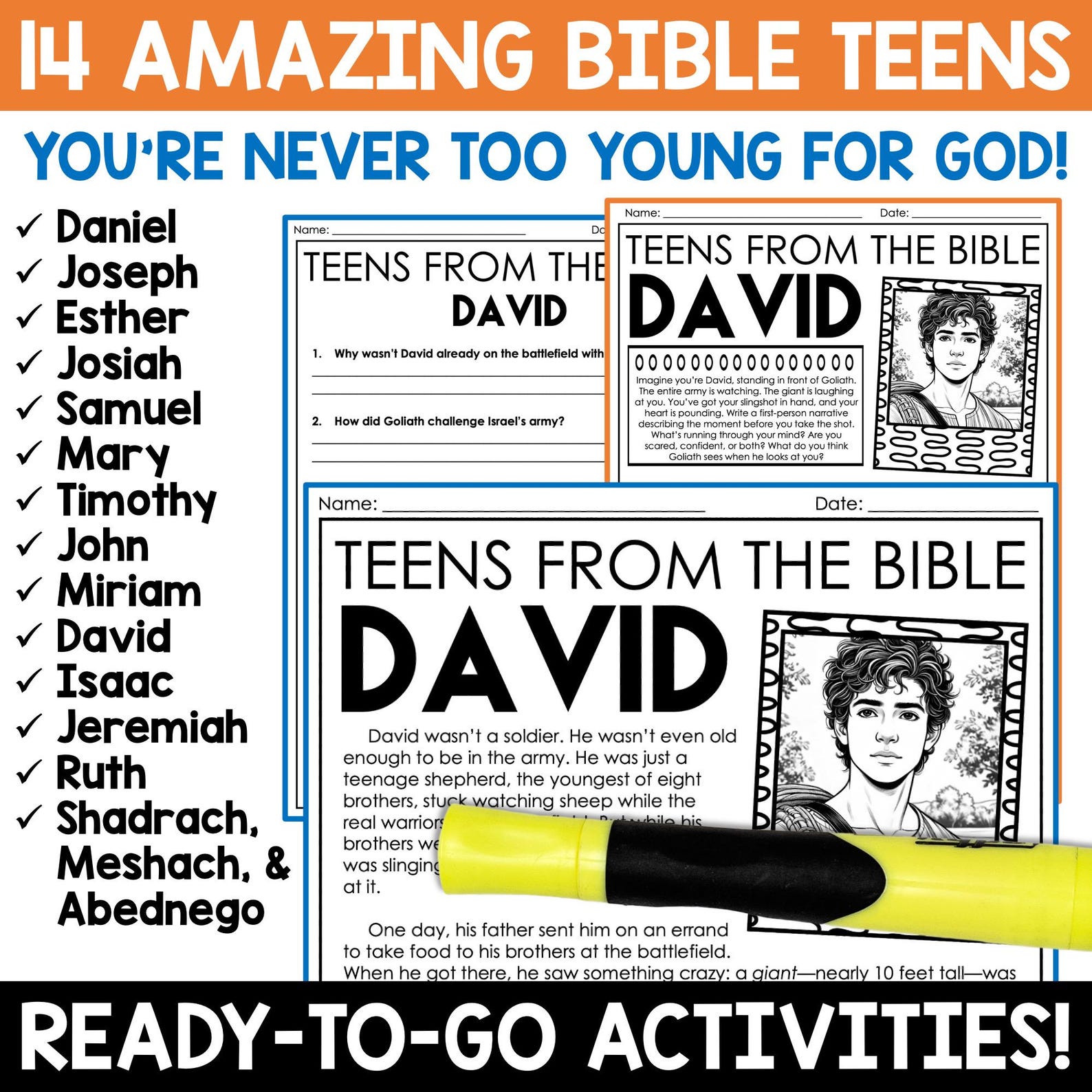 Teens From the Bible Activities | Homeschool & Sunday School (digital ...