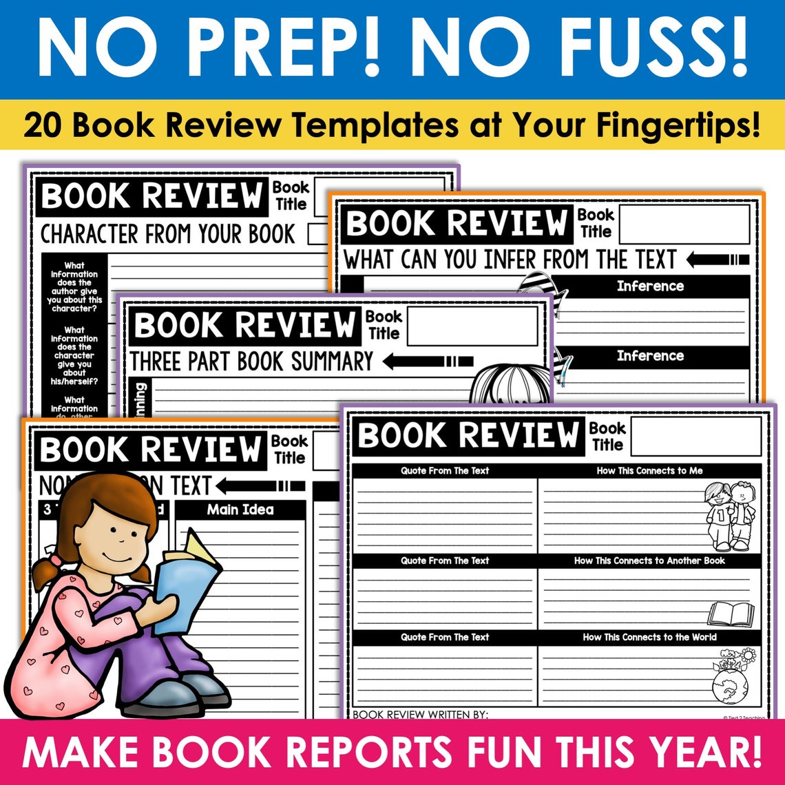 Book Report for Any Book, Book Reviewtemplates, Sumer Reading Book ...