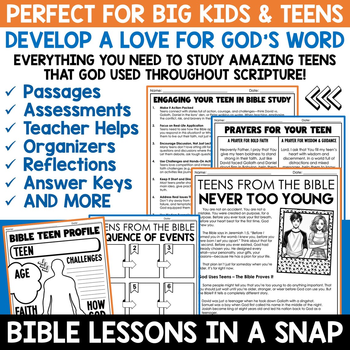Teens From the Bible Activities | Homeschool & Sunday School (digital ...