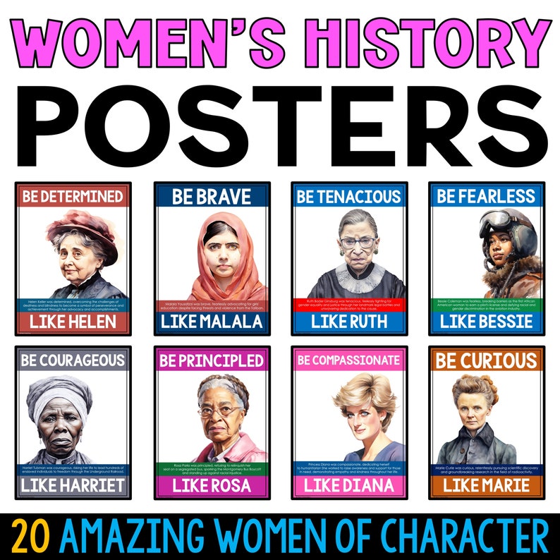Women's History Month Posters, Printable Classroom Posters, Historical ...