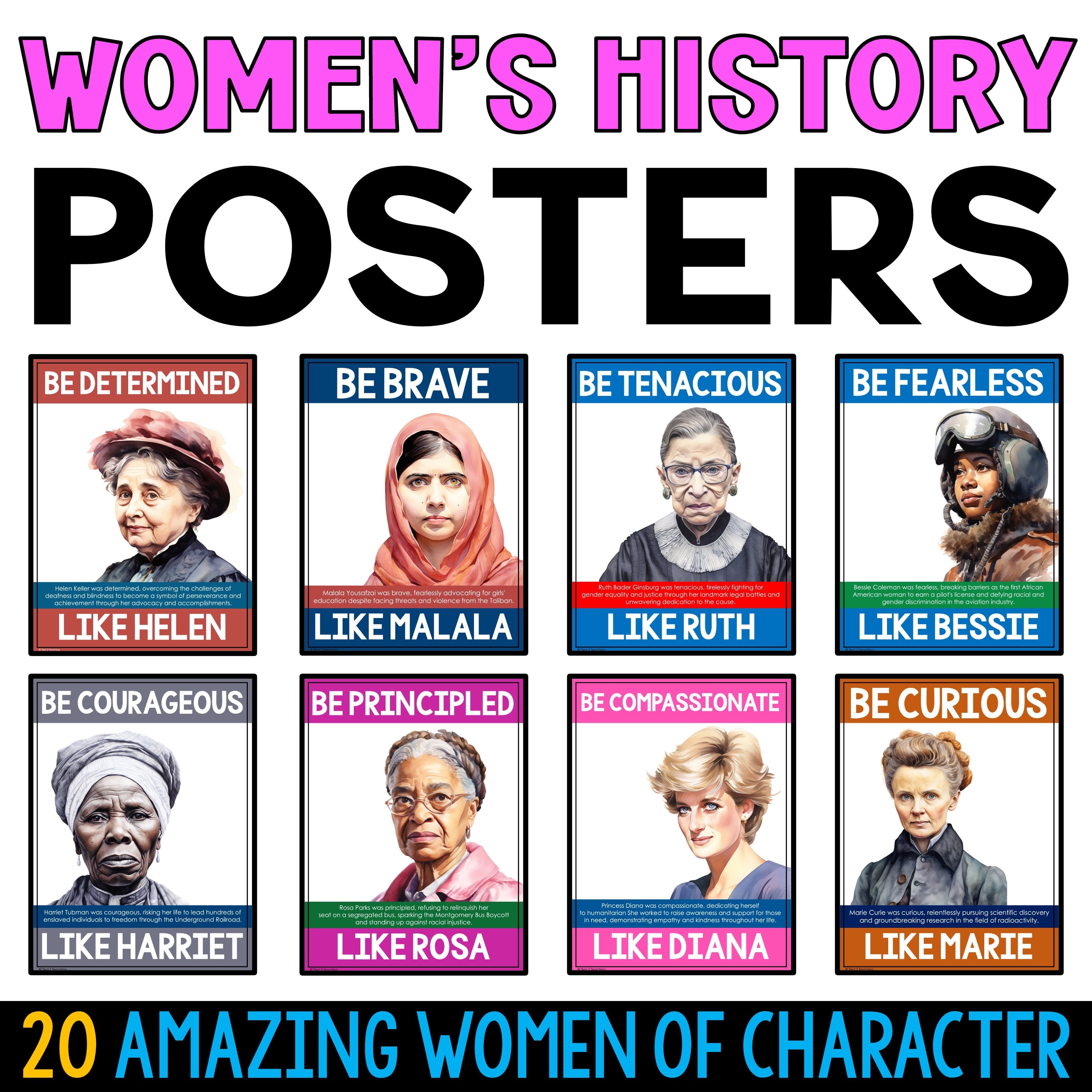Women's History Month Posters, Printable Classroom Posters, Historical ...