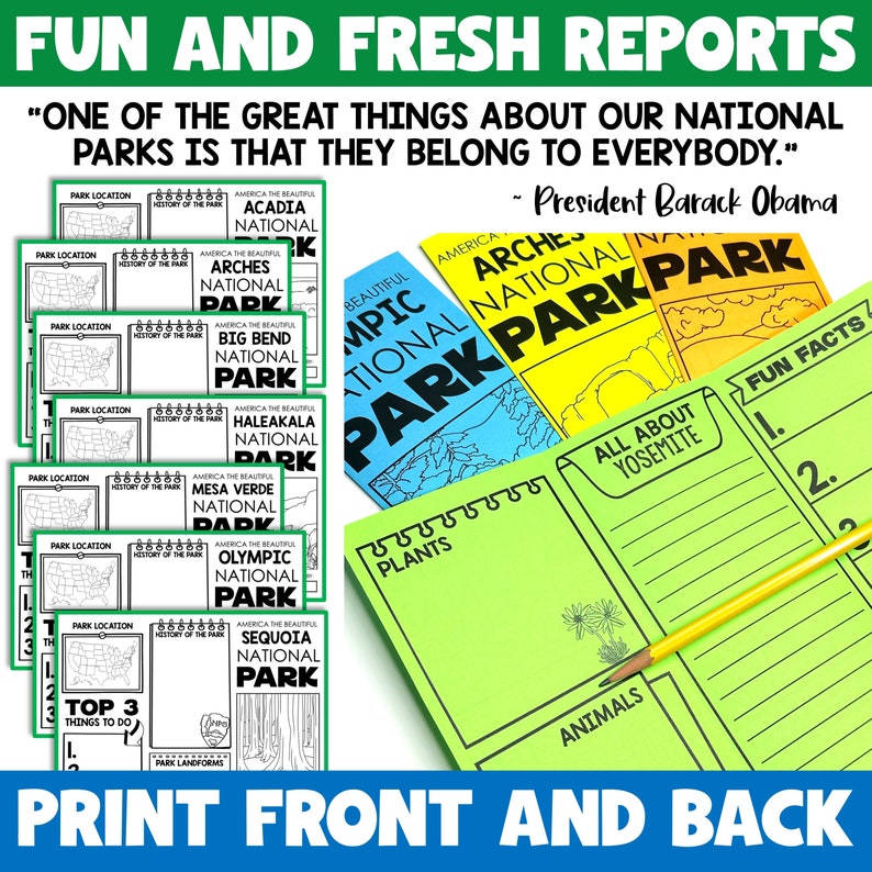 National Park Research Brochure Project, Geography Worksheets (digital ...