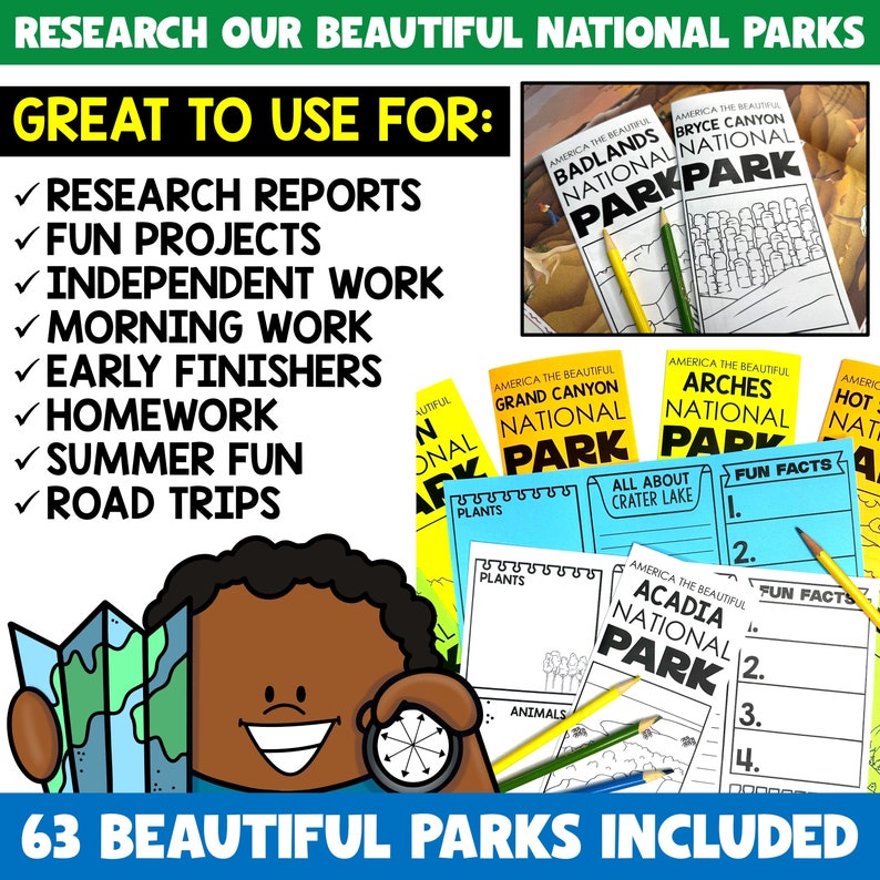 National Park Research Brochure Project, Geography Worksheets (digital ...