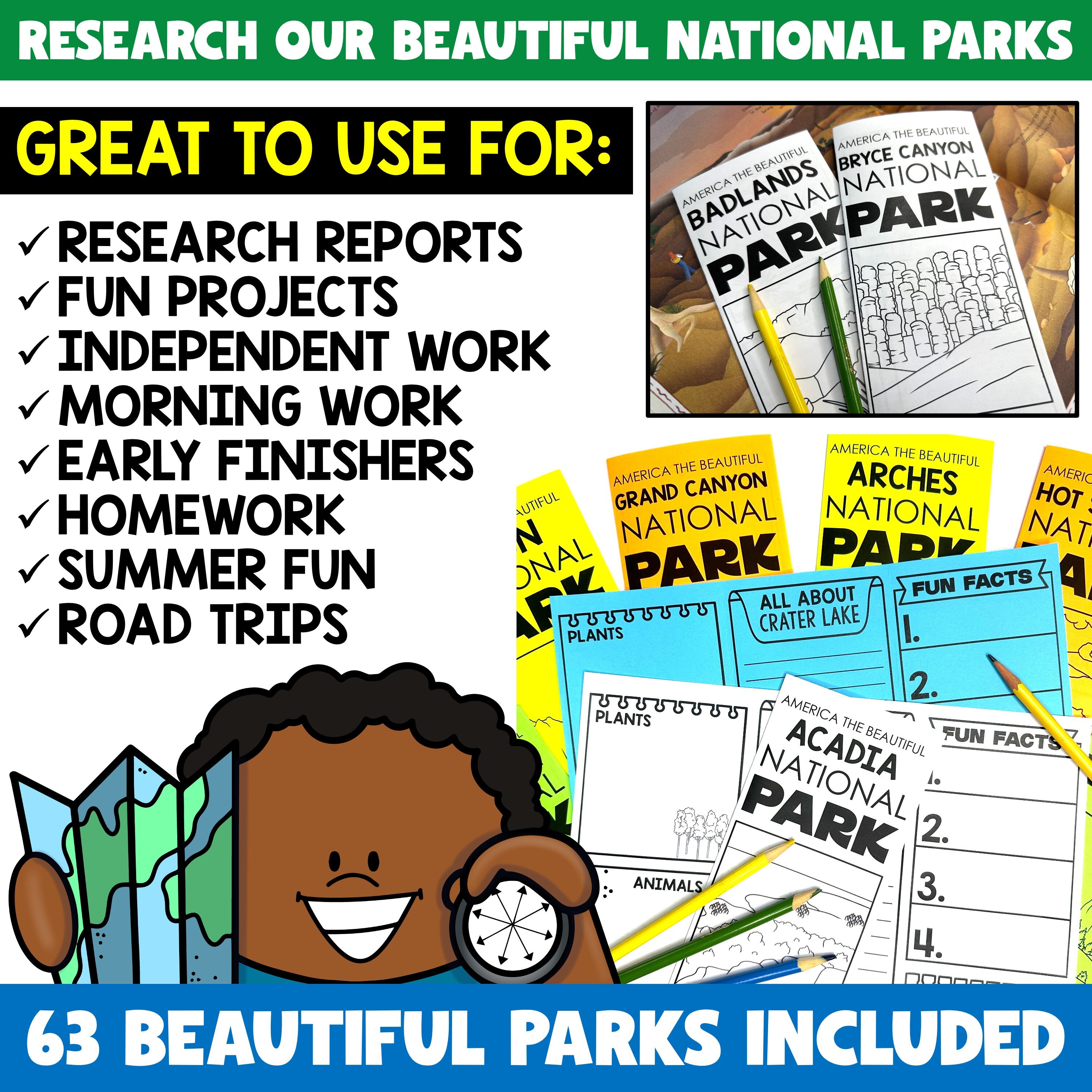 National Park Research Brochure Project, Geography Worksheets (digital ...