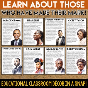 Black History Biography Posters, Printable Classroom Posters, Black ...
