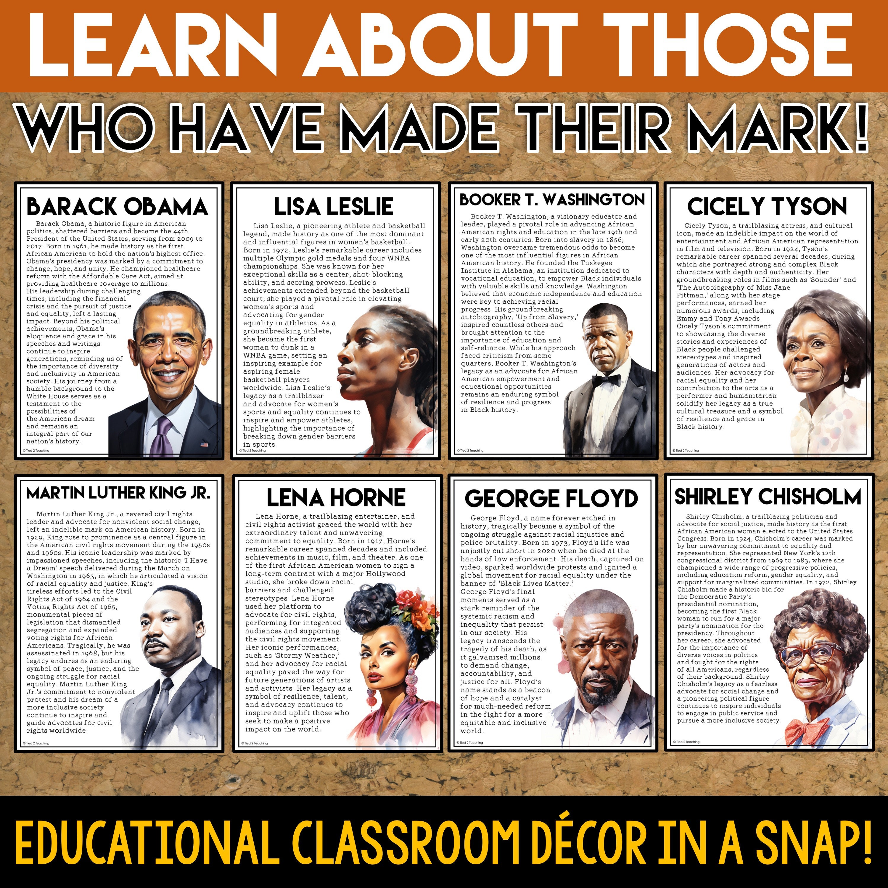 Black History Biography Posters, Classroom Bulletin Board (digital PDF ...