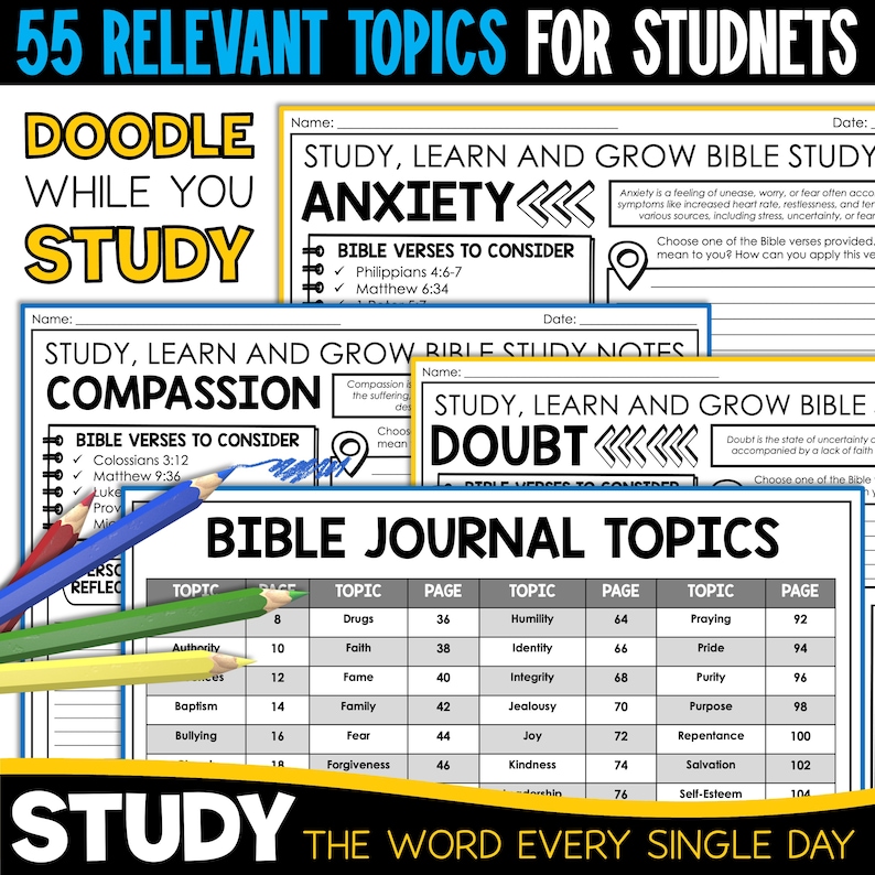 Printable Doodle Bible Journal for Teens and Kids (homeschool Activity ...