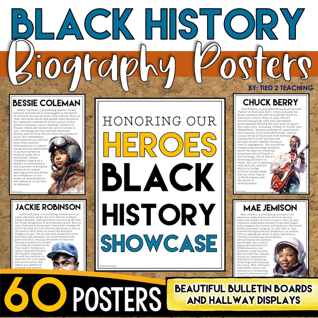Black History Biography Posters, Printable Classroom Posters, Black ...