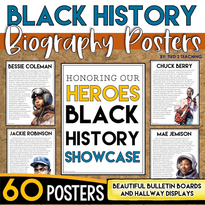 Black History Biography Posters, Printable Classroom Posters, Black ...