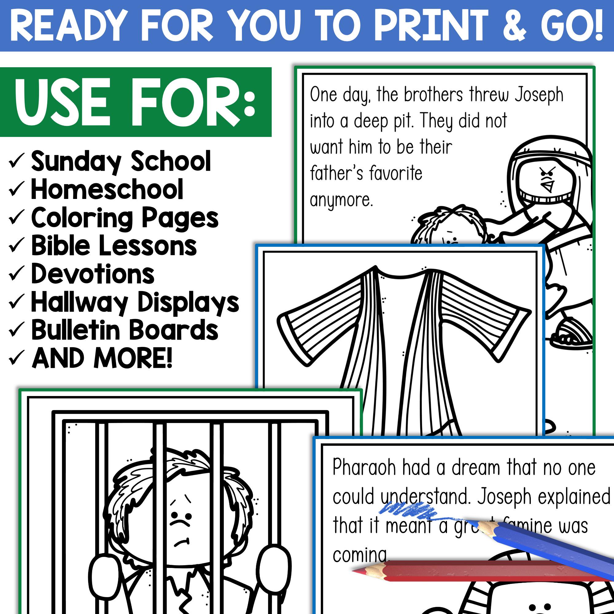 Joseph and His Brothers Bible Story Coloring Pages | Sunday School ...