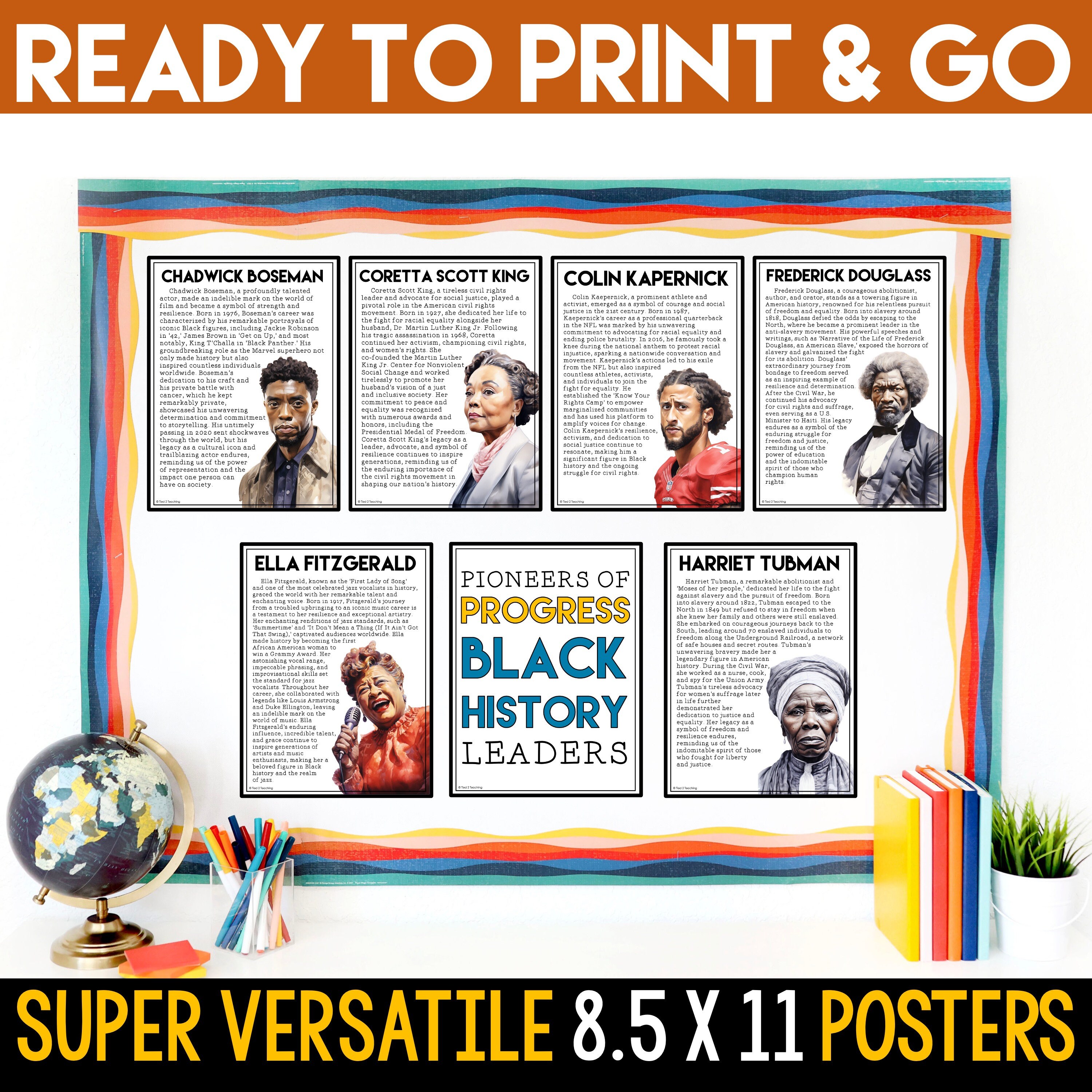 Black History Biography Posters, Classroom Bulletin Board (digital PDF ...