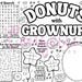 Donuts With Grownups Coloring Page Placemat, Activity Sheet, Parent's ...