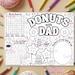 Donuts With Dad Coloring Page Placemat, Activity Sheet, DIGITAL ...