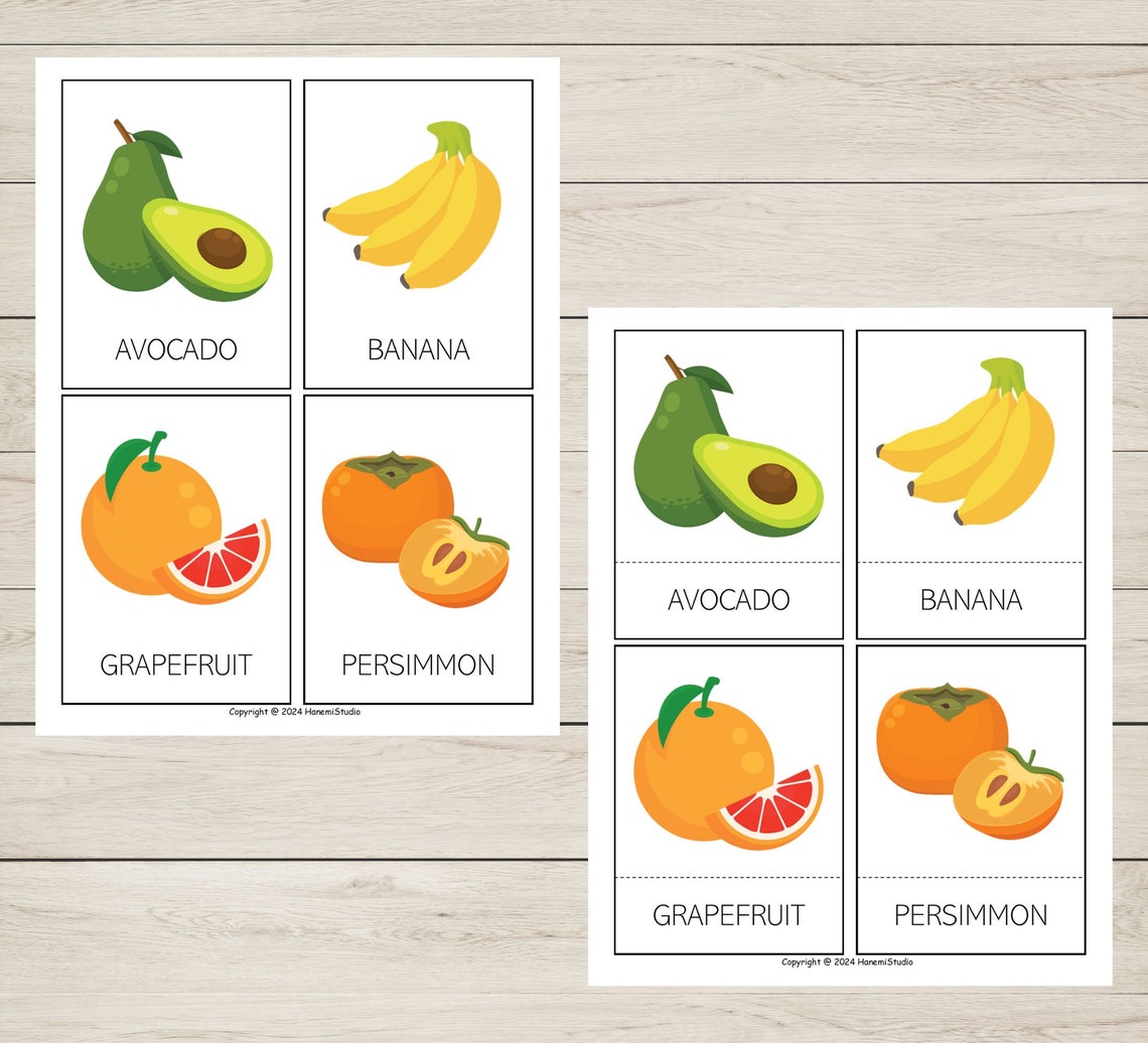 88 Fruits and Vegetables Vocabulary Flashcards; Printable Kids Flash ...