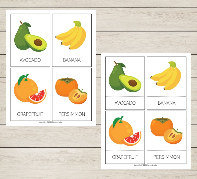 88 Fruits and Vegetables Vocabulary Flashcards; Printable Kids Flash ...