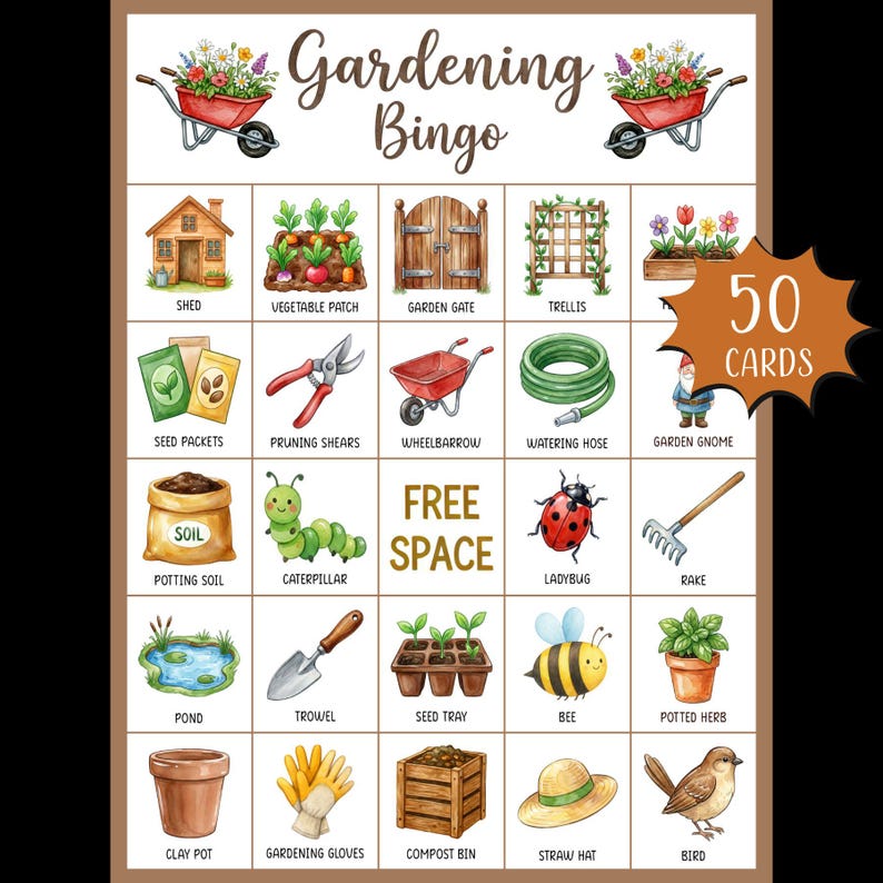 Gardening Bingo Game Printable; Spring Bingo Game; Earth Day Bingo ...