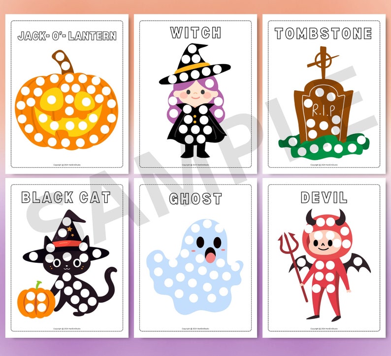15 Halloween Dot Marker Worksheets for Kids; Dot a Dot Page; Halloween ...