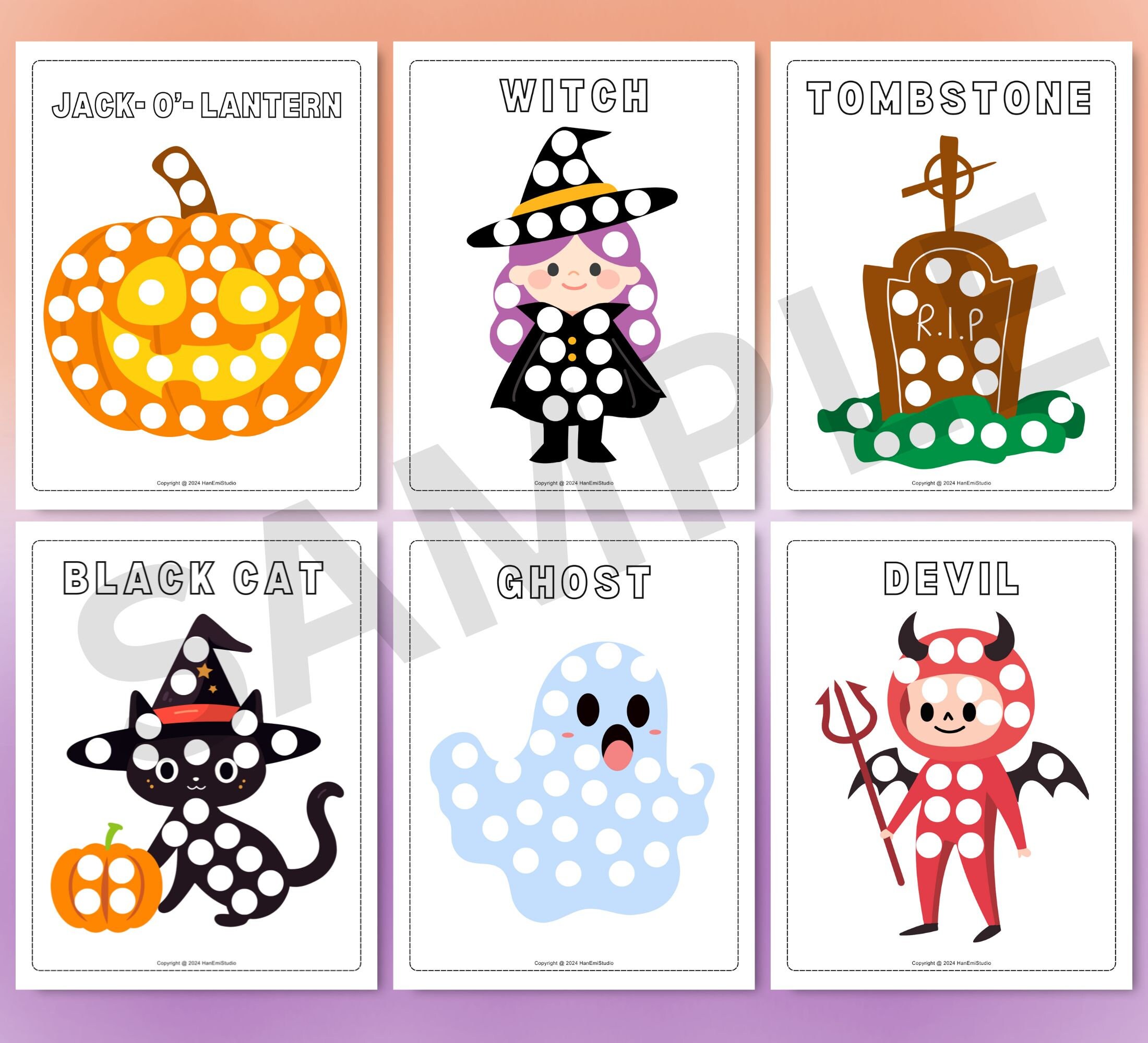 15 Halloween Dot Marker Worksheets for Kids; Dot a Dot Page; Halloween ...
