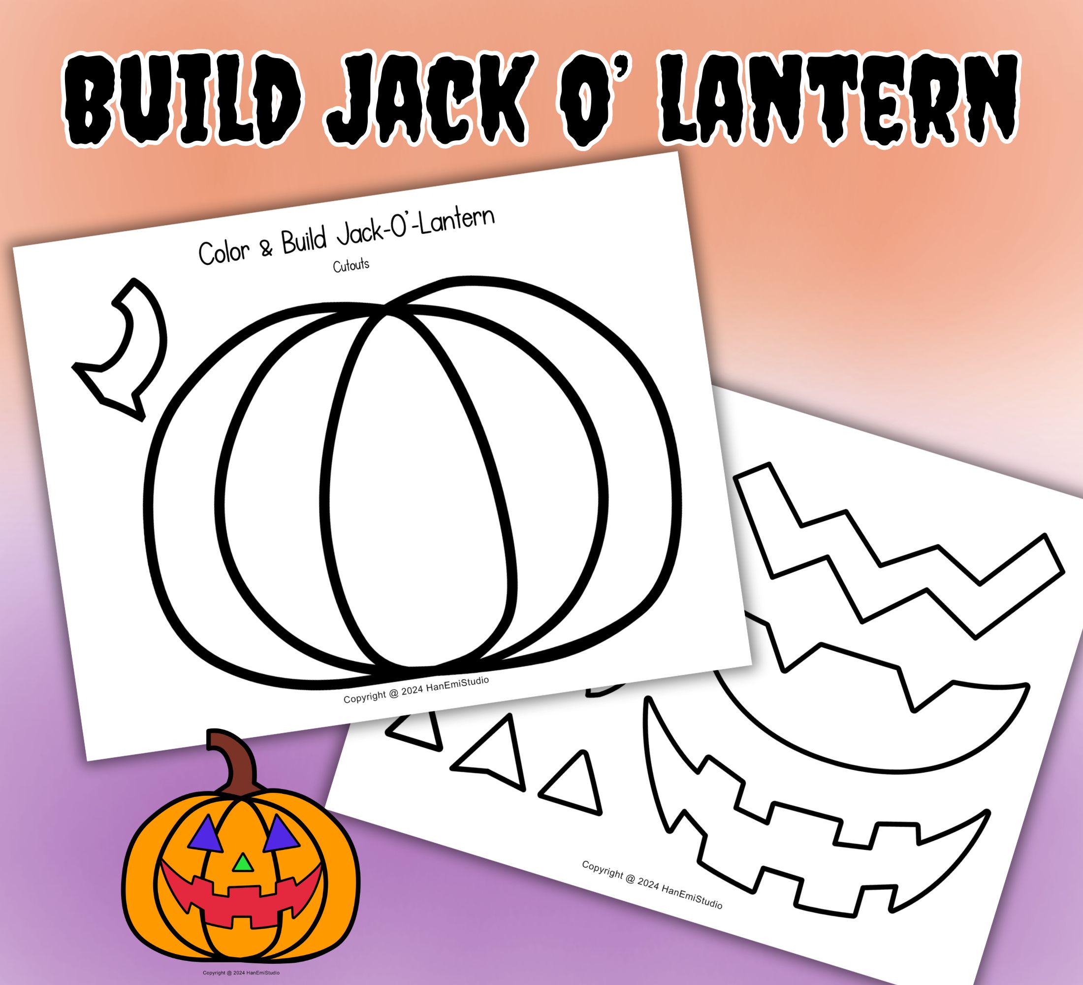 Build a Jack-o’-lantern Craft for Kids; Cut and Glue Jack O Lantern ...