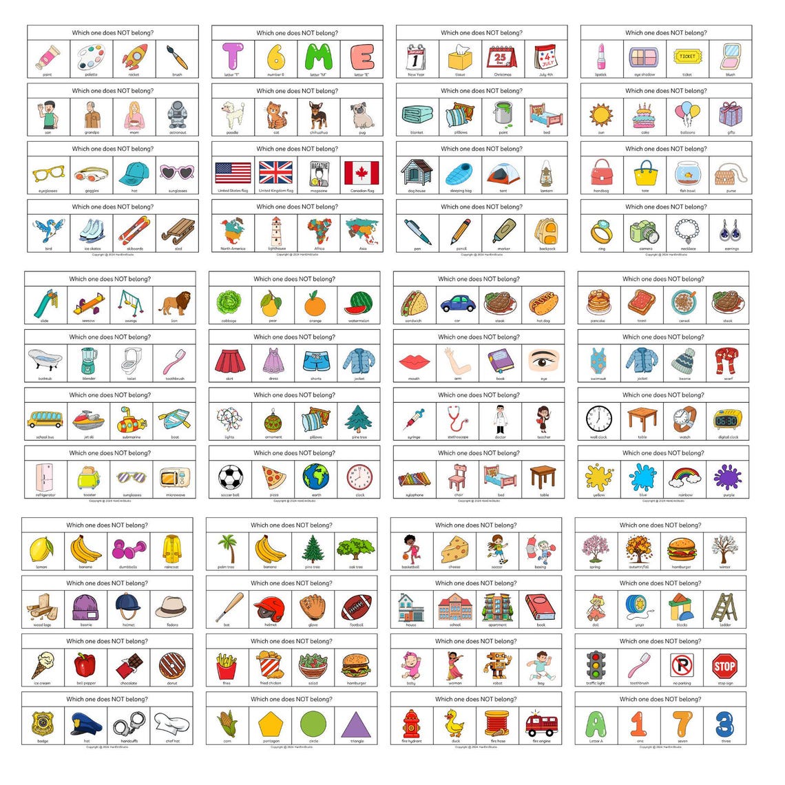 72 What Doesn’t Belong Task Cards; Which Does Not Belong; Speech ...