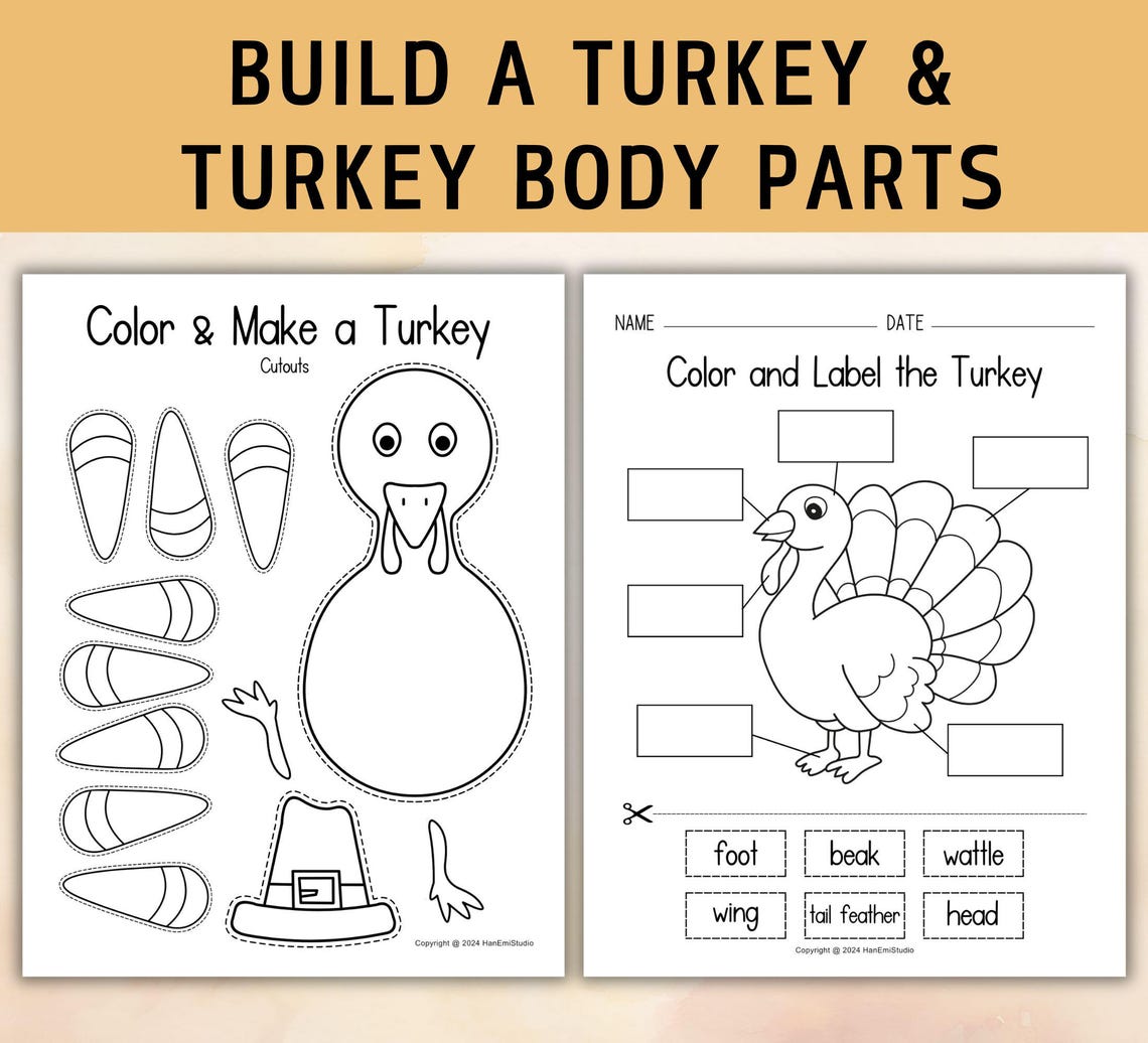 Build a Turkey; Parts of a Turkey Labeling; Cut and Glue a Turkey; Cut ...