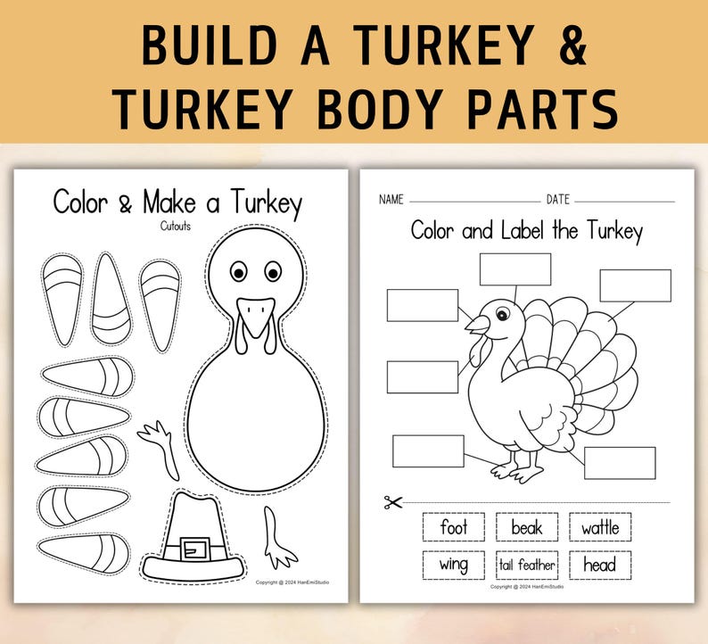 Build a Turkey; Parts of a Turkey Labeling; Cut and Glue a Turkey; Cut ...