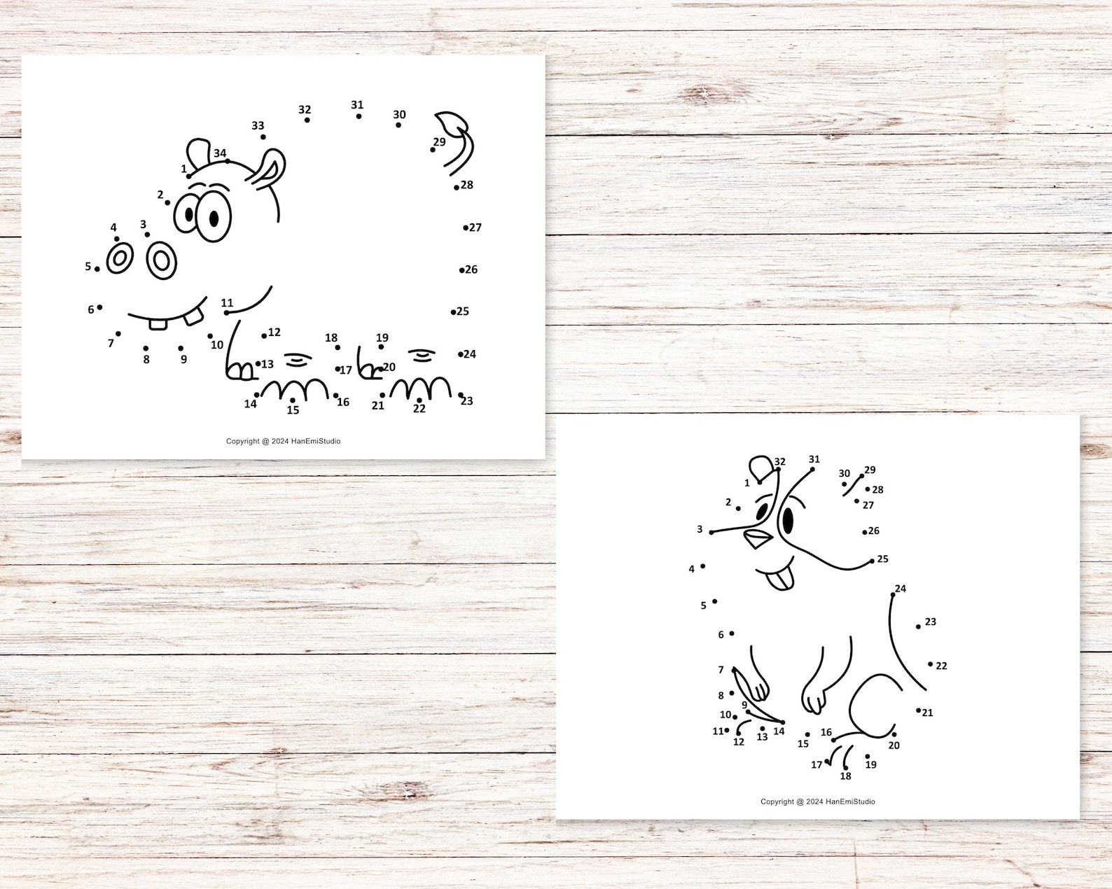 20 Page Animal Dot to Dot Worksheets; Dot to Dot Coloring Page ...