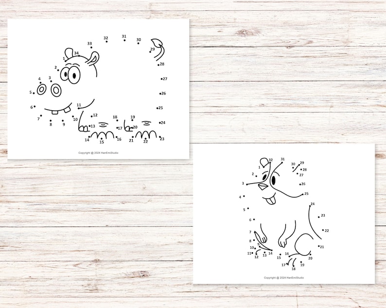 20 Page Animal Dot to Dot Worksheets; Dot to Dot Coloring Page ...