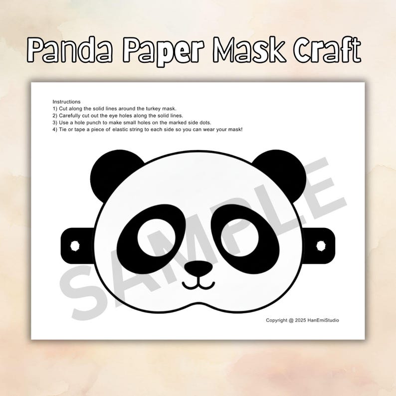 Panda Paper Mask Template for Kids; DIY Paper Animal Mask; Paper Mask ...