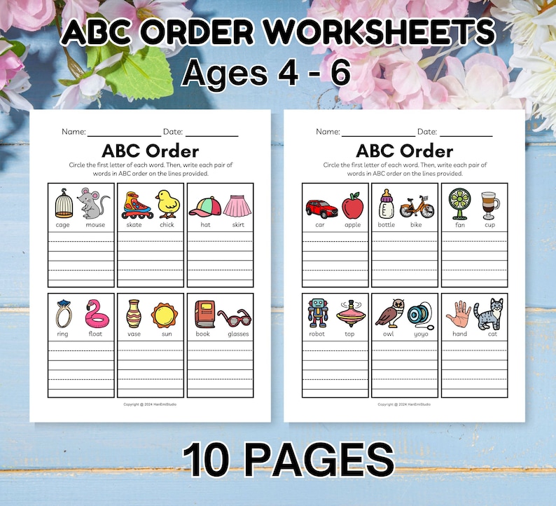 10-page ABC Order Worksheets for Ages 4-6; Printable Worksheets ...