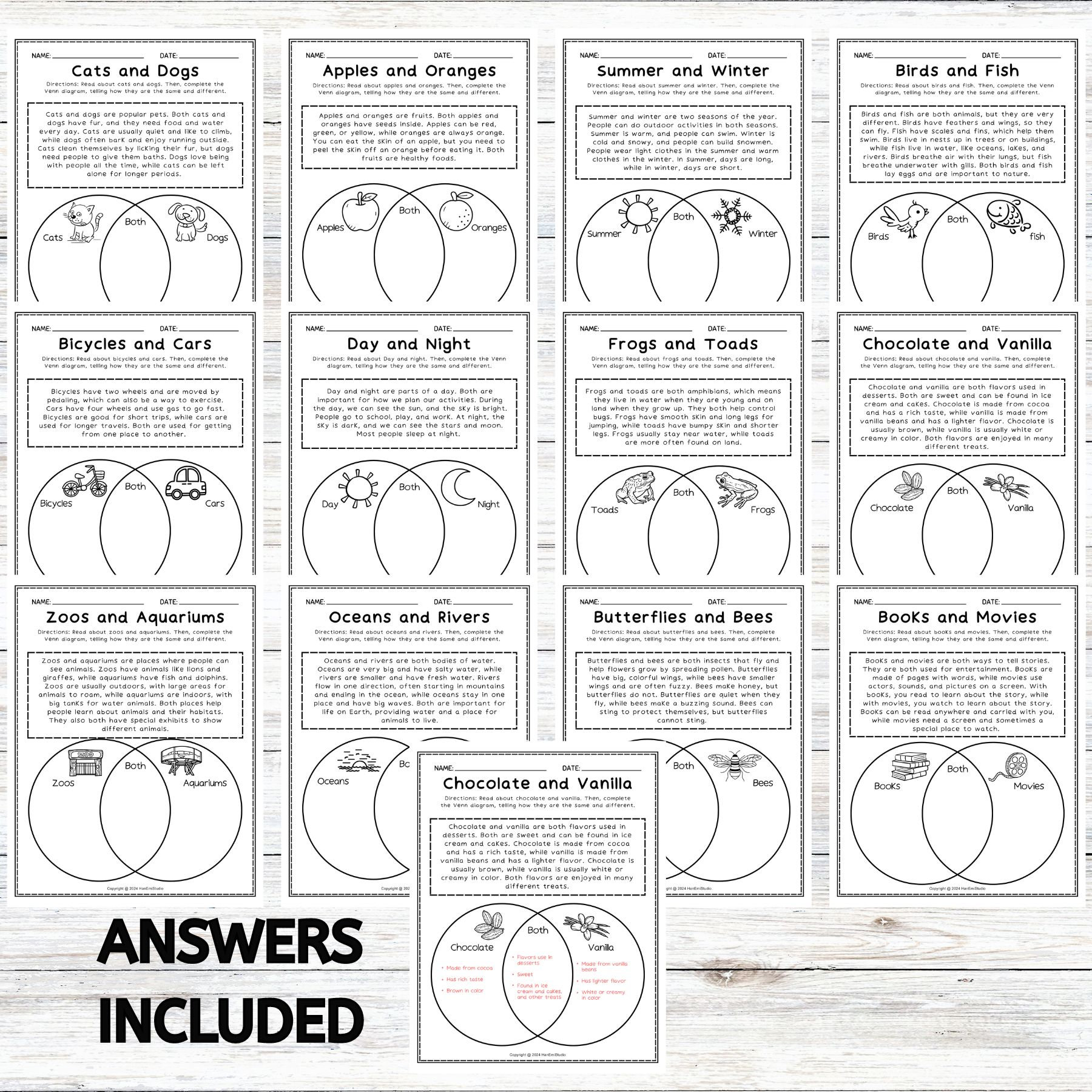 12 Compare and Contrast Worksheets; Reading Comprehension Worksheet ...