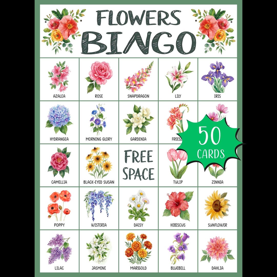 Flowers Bingo Game Printable; Flowers Identification; Spring Party ...