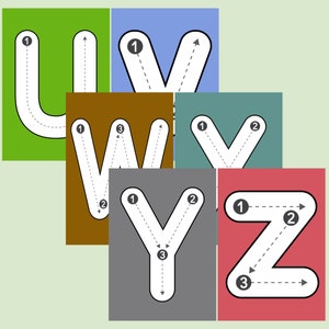 26 Alphabet Tracing Cards Upper Case Letters; Flash Cards; Handwriting ...