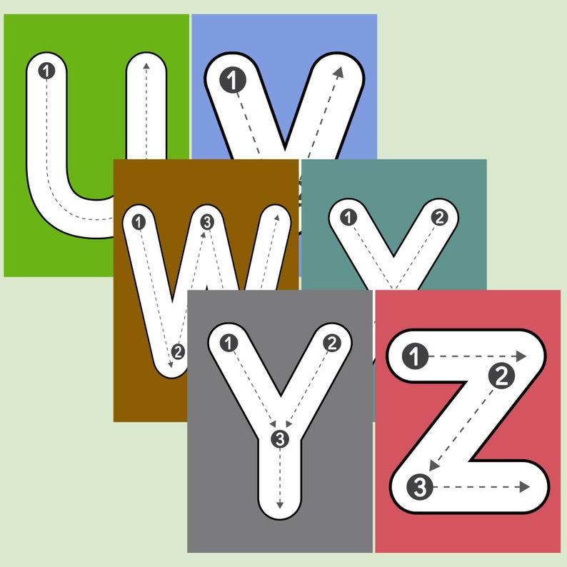 26 Alphabet Tracing Cards Upper Case Letters; Flash Cards; Handwriting ...