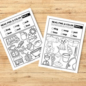10 Page Read Find Color Short and Long Vowels; 4 – 6 Years Old; Prek ...